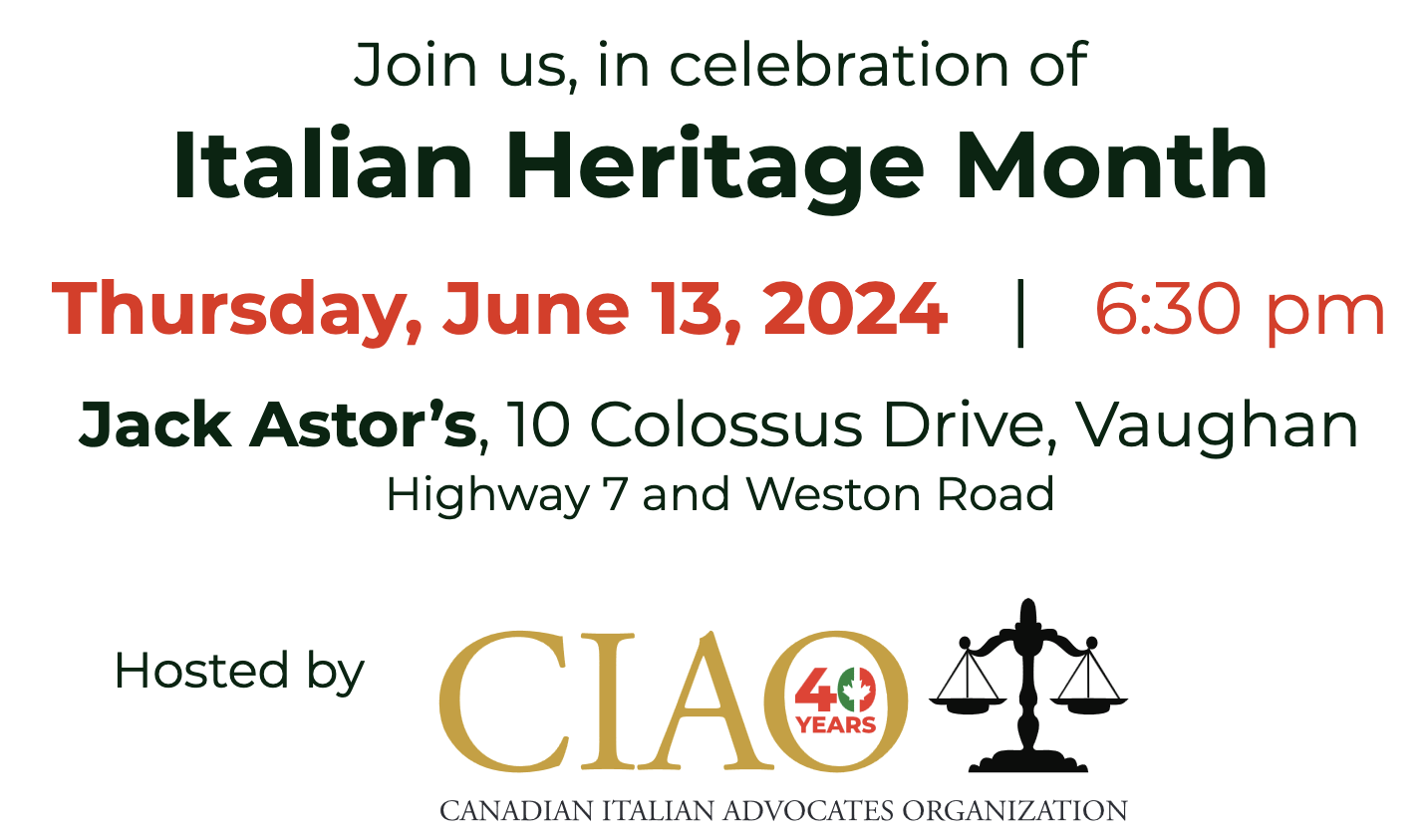 Patio Night – Italian Heritage Month - Ciao Canada